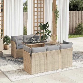 6dílná zahradní sedací souprava s poduškami béžová polyratan 3326100