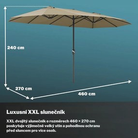 Dvojitý slunečník MIAMI, 460x270cm, hnědošedá (taupe) Kingsleeve