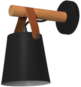 Toolight - Kovová nástěnná lampa s černým páskem 1xE27 60W APP466-1W, černá-hnědá, OSW-00902