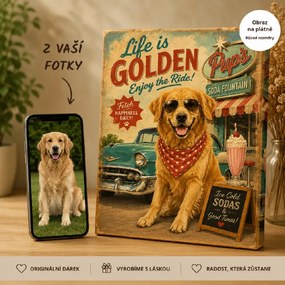 Foto obraz z vlastní fotky na plátno – Retro Pin-up & Vintage portrét mazlíčka z fotky Rozměry obrazu: 70 x 100 cm