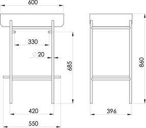 Sapho PUNO podstavec s umyvadlem 600 x 860 x 396 mm černá SKA590-2-01