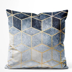 Dekorační velurový polštář Mramorová noc - minimalistický geometrický glamour vzor