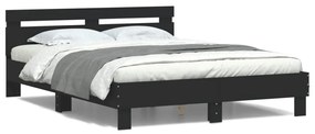 vidaXL Rám postele s čelem a LED osvětlením černý 140 x 200 cm