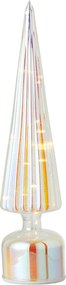 Velký žebrovaný skleněný stromek s LED světlem L – 9*9*39,6 cm