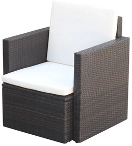 Zahradní židle s poduškami a polštáři polyratan hnědá - Default Title