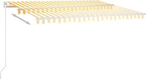 Ručně zatahovací markýza s LED světlem 450 x 350 cm žlutobílá 3069003