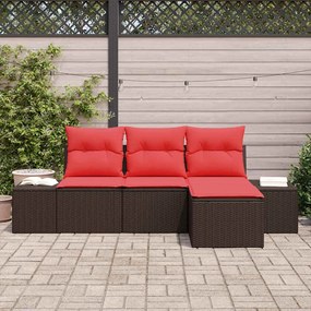 Set pohovek 4 ks Hnědá [Syntetika]: Poly Ratan 3347014