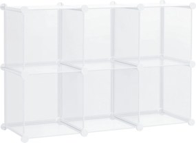 HOMCOM Modulární botník šetřící prostor se stohovatelným designem, 6 boxů z PP plastu, 65x32x95cm, Transparentní | Aosom