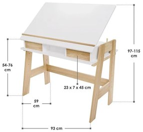 Dětský rostoucí stůl s úložným prostorem, bílý