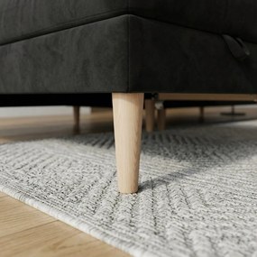 Rohová rozkládací sedací souprava do L LARGO, 220 cm, s úložným prostorem a multifunkčním taburetem Roh pohovky: Pravý roh, Barva látky Kronos: Černá (Kronos 07)