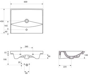 Cersanit - SET skříňka + umyvadlo, ořech, LARA CITY 60, S801-143-DSM