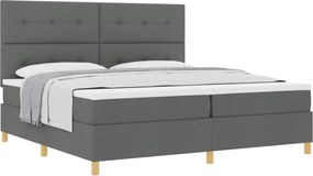 Postel s boxspringem s čelo Tmavě šedá 200 x 200 cm textil 3339645