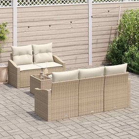 Set pohovek 6 ks Béžová a krémová polyratan 3346601