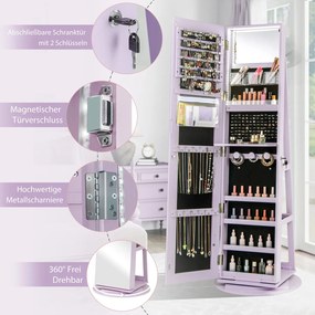 Costway Skříňka na šperky otočná o 360° s tříbarevnými LED světly