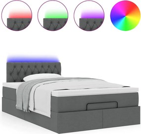 Osmanská postel s matrací &amp; LED tmavě šedá 120x200 cm látka 3312382