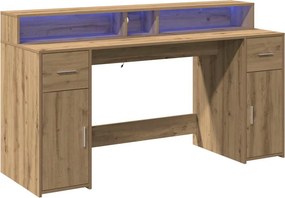 Psací stůl s LED dub artisan 160 x 55 x 91 cm kompozitní dřevo 3309437