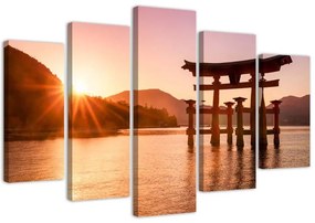 Obraz na plátně pětidílný Krajina Japonsko - 100x70 cm