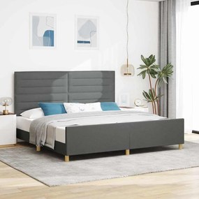 Rám postele s čelo Tmavě šedá 200 x 200 cm textil 3344677
