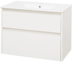 Mereo Mereo, Opto, koupelnová skříňka s keramickým umyvadlem 81 cm, bílá, dub, bílá/dub, černá, CN911