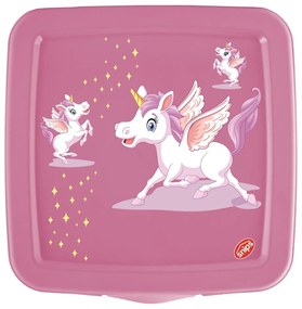 Růžový dětský svačinový box Unicorn – Snips