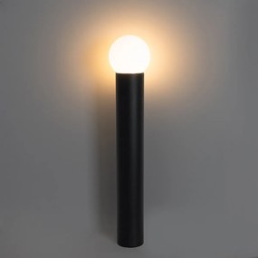 Venkovní stojací lampa černá s opálovým sklem 80 cm IP44 - Huma