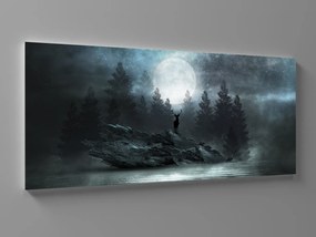 Liox XXL Obraz JELEN V TEMNÉM LESE Rozměr: 200 x 100 cm