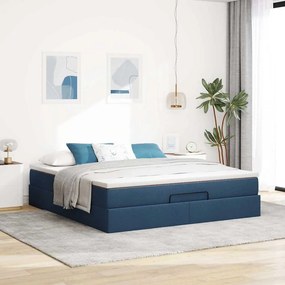 Osmanský rám postele s matrací modrá 180x200cm textil 3311133