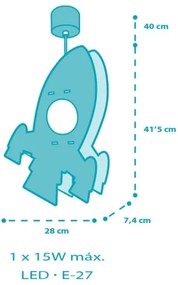 Dalber 63357 - Dětský lustr ROCKET 1xE27/15W/230V