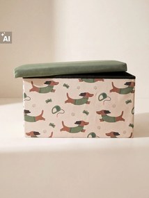 Sinsay - Taburet s úložným prostorem s motivem jezevčíka - tmavě zelená
