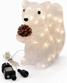 3D LED svítící veverka, 26 cm, akryl, venkovní, teple bílá, IP44