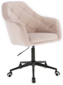LuxuryForm DESIGN Křeslo ANDORA VELUR na černé podstavě s kolečky - krémové