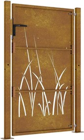 Zahradní branka 100 x 125 cm z corten oceli, design s trávou 153174