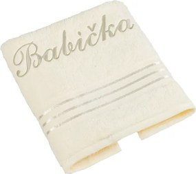 Bellatex Froté ručník kolekce Linie s výšivkou Babička 50x100 cm Vanilková