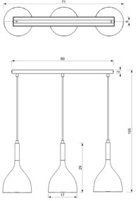 Lustr na lanku NOAK 3xE27/15W/230V bílá/chrom