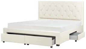 Sametová postel s úložným prostorem 180 x 200 cm krémová LIEVIN Beliani