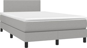Box spring postel s matrací a LED světle šedá 120x200 cm textil 3132981