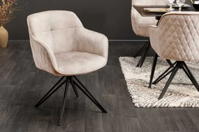 Otočná designová jídelní židle Euphoria šampaňská greige samet