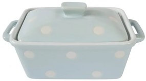 Keramická máslenka nebo zapékací miska s pokličkou a puntíky světle modrá (ISABELLE ROSE)