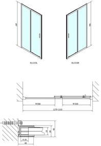 Polysan EASY LINE sprchové dveře 1300mm, čiré sklo EL1315