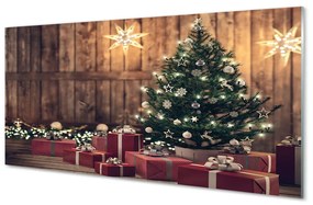 akrylový obraz Dárky Vánoční strom dekorace desky 100x50 cm