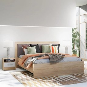 SMART sb | dvoulůžko postel SR6 | s úložným prostorem + rošt | 160x200 cm | sonoma/bílá
