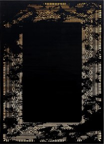 Dywany Łuszczów, AKCE: 200x290 cm Kusový koberec Gloss 408C 86 glamour black/gold, černá, chodba / předsíň