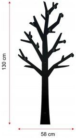 RMP Nástěnný kovový věšák strom 130x58x3cm černý