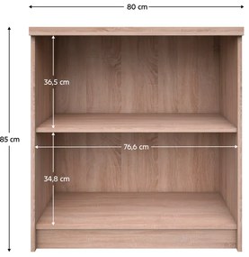 Kondela Regál otevřený nízký 80, dub sonoma, TOPTY TYP 28