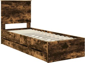 Rám postele s čelo Kouřový dub 75 x 190 cm Inženýrské dřevo 3411170