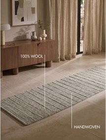 Šedý ručně tkaný vlněný běhoun 80x250 cm Camden Parker – Ted Baker