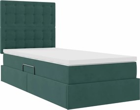 Postel s úložným prostorem a matrací Tmavě zelená 90 x 200 cm 3372126