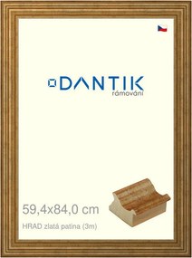 DANTIK rámeček 59,4x84 | HRAD zlatá patina (Plexi Čiré)