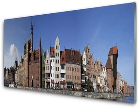 akrylový obraz Město Domy 100x50 cm