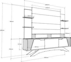 Televizní stěna Deparo Walnut and White